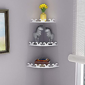 PIBM Stylish Simplicity Shelf Wall Mounted Floating Rack Shelves Storage Bedroom 3 Pieces Set,Radius 22Cm / 25Cm / 28Cm,2 Types Avaliable,White, 1# , Radius 28cm