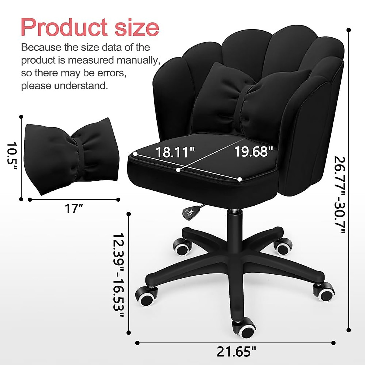 XUEGW Office Chair Cute Petal Desk Chair, Modern Fabric Home Butterfly Chairs Height Adjustable Chair Makeup Chairs Computer Chairs