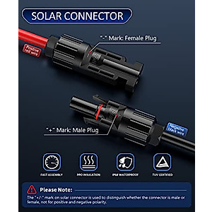 ELECTOP 10AWG Solar Connector to XT60 Adapter Connector Extension Cable, XT60 Plug Female Connector Solar Panel Connector Adapter Battery Charger Cable for Portable Power Station Solar Generator RV