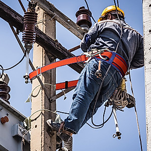 Trsmima Safety Belt with Adjustable Lanyard and Updated Waist Pad - Tree Climbing Belt Harness - Safety Lanyard Fall Protection- Fall Arrest Kite Climbing Lanyard,Ladder Safety Harness