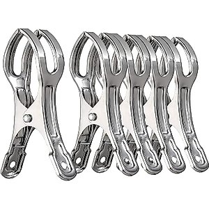 Generic Towel Clips: Jumbo Stainless Steel Metal Beach Towel Clips, Pool Cover Clamps, Beach Chair Clips, Metal Clothespins Stainless Steel Clothespin,Big Beach Chair Towel Clips (5 Pack,11CM)
