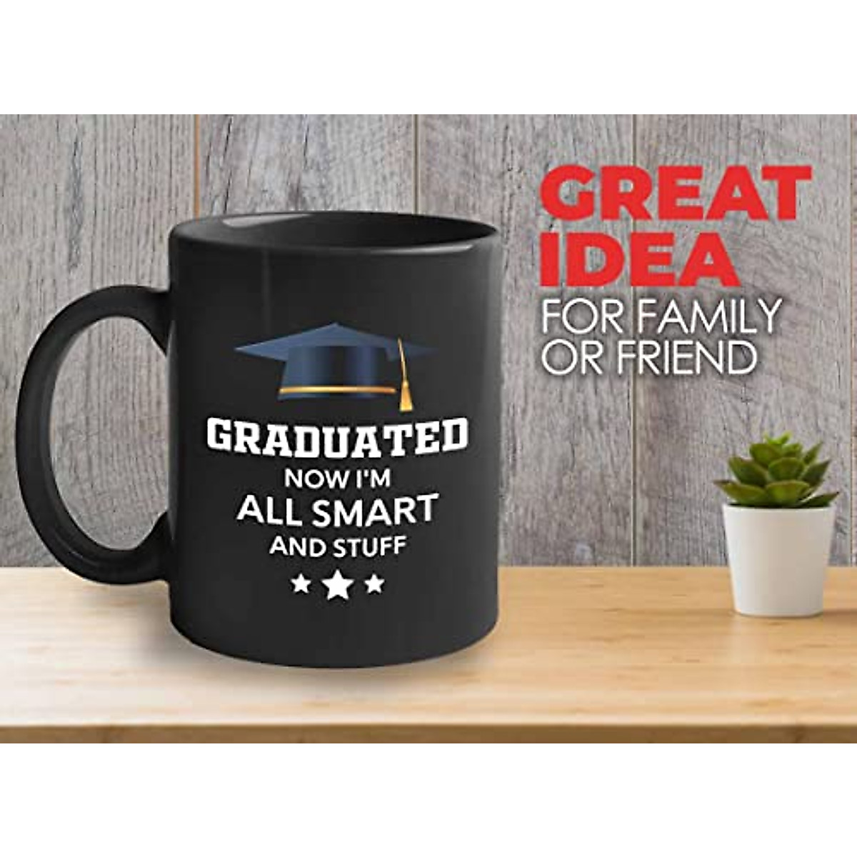 Flairy Land Graduation Coffee Mug 11oz Black - All Smart and Stuff - Graduation Gifts for Her Senior Graduation College Student College Graduate Classmate MBA Grad
