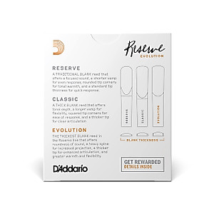 D'Addario Woodwinds Reserve Evolution Bb Clarinet Reeds, Strength 3.5, 10-Pack (DCE1035)