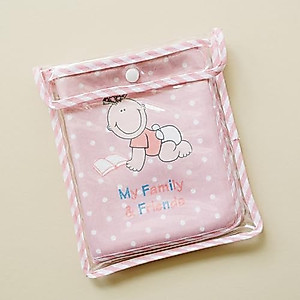 My First Photo Album for Baby - Baby Girl on Soft Fabric Cover in Pink, Holds 15 Photos, Wipeable Pages, Baby Safe Mirror - Baby's First Photo Album by Genius Baby Toys
