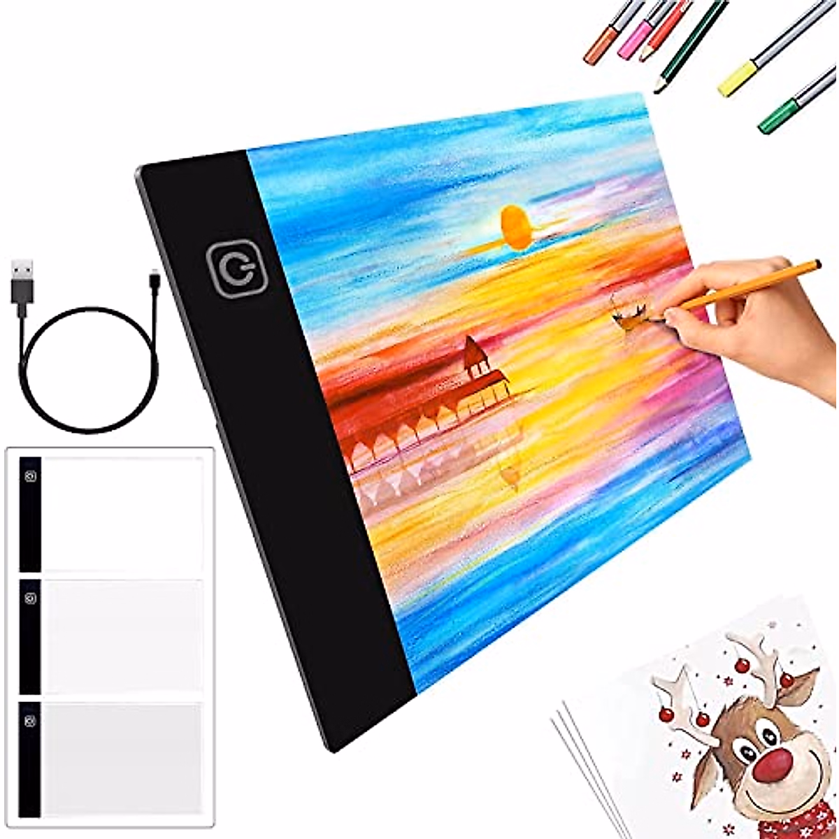 Portable Led A5 Painting Light Pad Tracing White LED Artcraft Light Box Bright Pad for Sketching, Diamond Painting (A5)