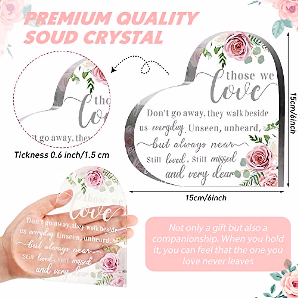 Sympathy Gift Bereavement Gift Arylic Heart in Memorial of loved one gifts, Loss of Father, Loss of Mother Condolence Gift for Table Remembrance Decorations（6 x 6 x 0.6 Inch）