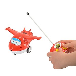 Super Wings Remote Control Car Jett Airplane Toy, 360 Spin Easy Control, STEM Toys with Light and Sound Effects for Kids, Best Birthday Gifts for 3-5 Year Old Boys and Girls