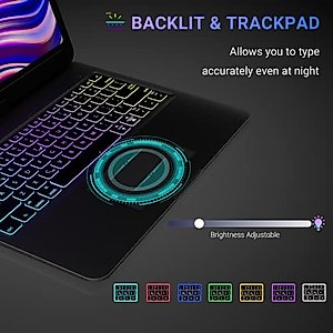 edaiser iPad Pro 12.9 inch Keyboard Case: 2022 Rotatable Case with Keyboard iPad Pro 12.9-inch 6th Gen 5th 2021 4th 2020 3rd Generation 2018 Backlit Smart Trackpad Bluetooth and Pencil Holder Black