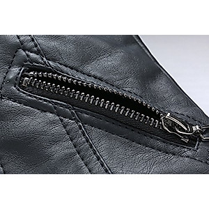 LJYH Children Collar Motorcycle Faux Leather Coats Kids Bomber PU Soft Leather Jackets Black 4-5yrs