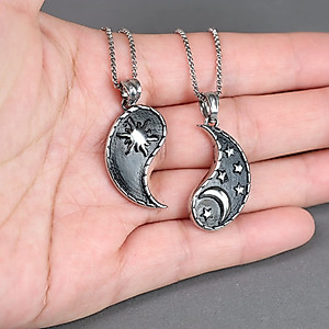 GAVU Stainless Steel His and Hers Moon and Sun Necklaces for Couples