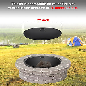 SIMOND STORE - Fire Pit Lid Round - Fire Pit Snuffer Lid 22 inch Diameter, Drop-in Burner Fire Pit Pan Lid- 1.5 mm Thickness- Grill Fire Ring Lid with Handle