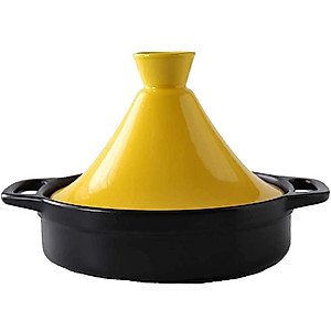 Ceramic Tagine Pot Yellow Cooking Pot Tagine Pots|High temperature resistance Ceramic Casserole|Slow Cooker with 2 Handle and Lid for Home Kitchen