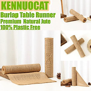 Burlap Table Runners 30x275cm丨Natural Rustic Decor for Weddings, Parties & Home Tablecloth丨Premium Jute Fabric Rolls丨Eco-Friendly Hessian Linens DIY Crafts by KENNUOCAT