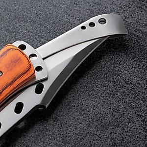 UDANJOVI 12.7 In Tactical Long Blade Folding Knife With Rosewood Handle And Sheath, Cool Outdoor Pocket Survival EDC Tool, Sharp Big Blade Fishing Camping Hunting Knives Gifts Ideas For Men Women