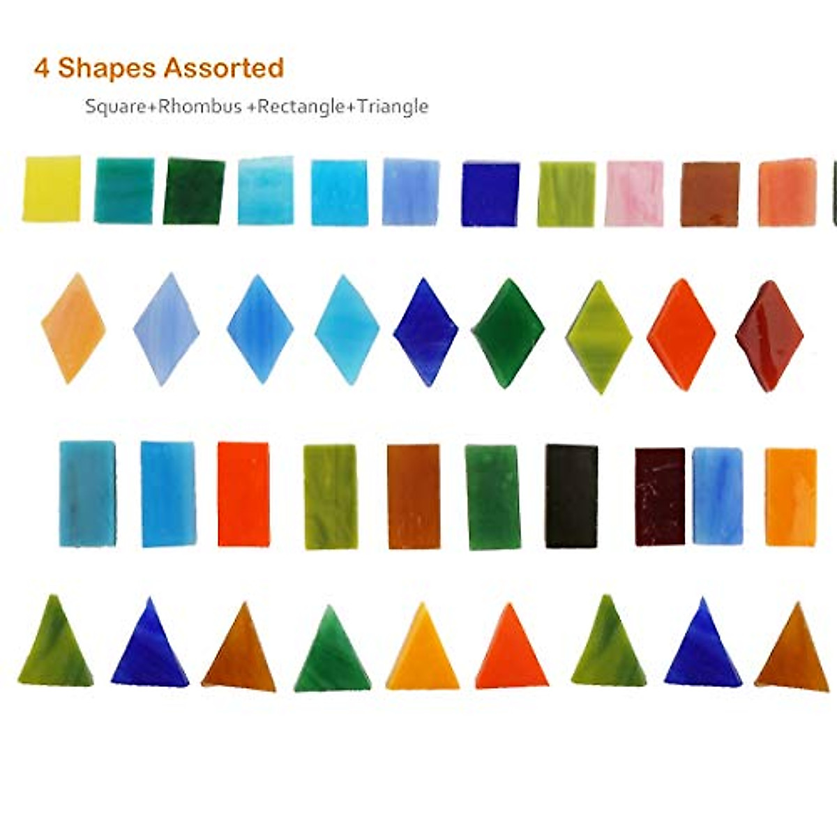 Lanyani 1050 Pieces Mixed Shapes Glass Mosaic Tiles for Crafts, Colorful Stained Glass Pieces for Mosaic Projects