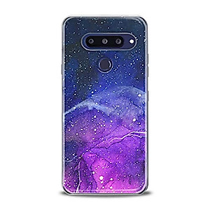 Lex Altern TPU Case Compatible with LG G8 Stylo 6 5 K62 K11 G7 ThinQ G6 K42 V35 V50 Blue Space Lights Smooth Clear Colorful Cover Slim fit Man Lightweight Design Awesome Galaxy Purple Print Soft Girl