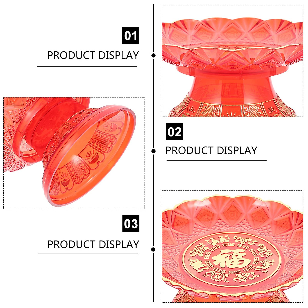 Veemoon 4pcs Blessing Use Decorative Rituals Holders Sacrifice Snack Food Decor Holder Serving Wedding Fruit Decoration Footed Plate Round Nuts Plates Containers Bowl Buddhist Offering S