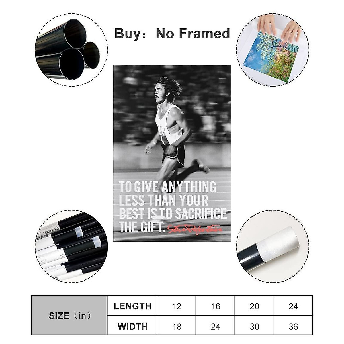 WUYE Long-distance Runner Steve Prefontaine Poster Home Decor Poster Wall Art Hanging Picture Print Bedroom Decorative Painting Posters Room Aesthetic 12x18inch(30x45cm)