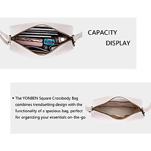 YONBEN Square Crossbody Bag with Adjustable Length Women Cotton Canvas Casual Shoulder Work Bag (Black)