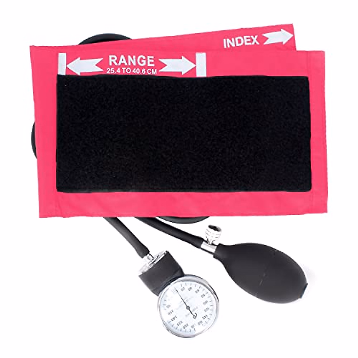 Dixie EMS Aneroid Sphygmomanometer and Dual Head Stethoscope Set with Adult Size Blood Pressure Cuff, Calibration Key and Carrying Case – Pink