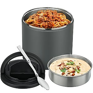 40oz Insulated Food Jar-Say Goodbye to Spills&Cold Meals|Ultimate Airtight Leak-Proof Lid Thermo for Hot Food, Wide Mouth Soup Thermos Lunch Box Container Adults|Stainless Steel with Folding Spoon