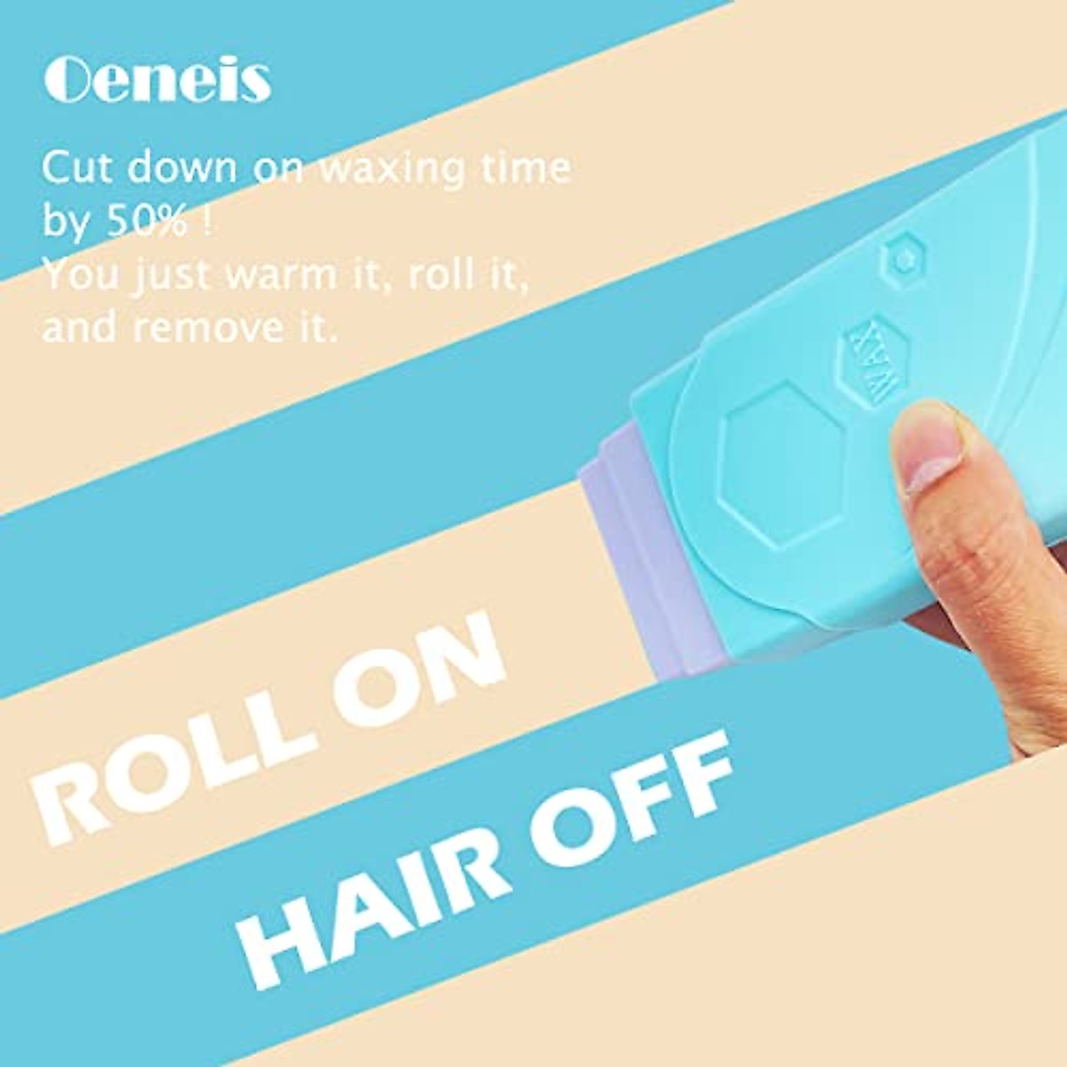 Roll On Wax Kit, at Home Wax Roller for Women, Rolling Wax Hair Removal Kit for Brazilian Wax, Underarms, eyebrows, Waxing kit includes 2 Soft Wax Cartridge & 100 Non-woven Wax Strips (Green)