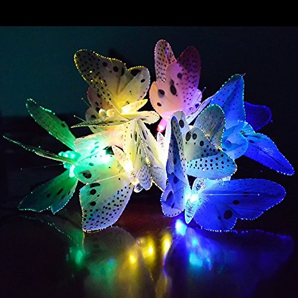 cuzile 20pcs Solar Powered Butterfly Lights Waterproof Solar Garden String Lights for Christmas, Tree, Home, Holiday, Fence, Yard, Wedding,Patio Party Decoration Light