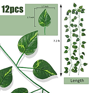 RECUTMS 86 FT Artificial Ivy Fake Greenery Leaf Garland Plants Vine Foliage Flowers Hanging for Wedding Party Garden Home Kitchen Office Wall Decoration(12 Pack-03)