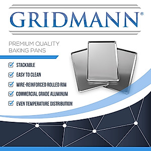 GRIDMANN 13" x 18" Commercial Grade Aluminum Cookie Sheet Baking Tray Jelly Roll Pan Half Sheet - 6 Pans