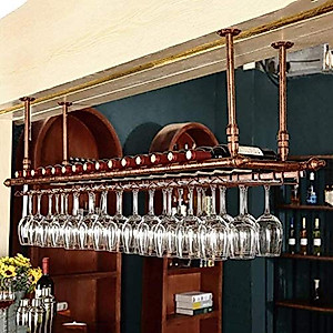 Wine Rack Wine Rack Ceiling Wine Racks，Hanging Wine Glass Holder， Vintage Wine Bottle Holder，Rustic Wall Mounted Wine Holder，Adjustable Height， Iron Hanging Wine Glass Rack Wine Ra