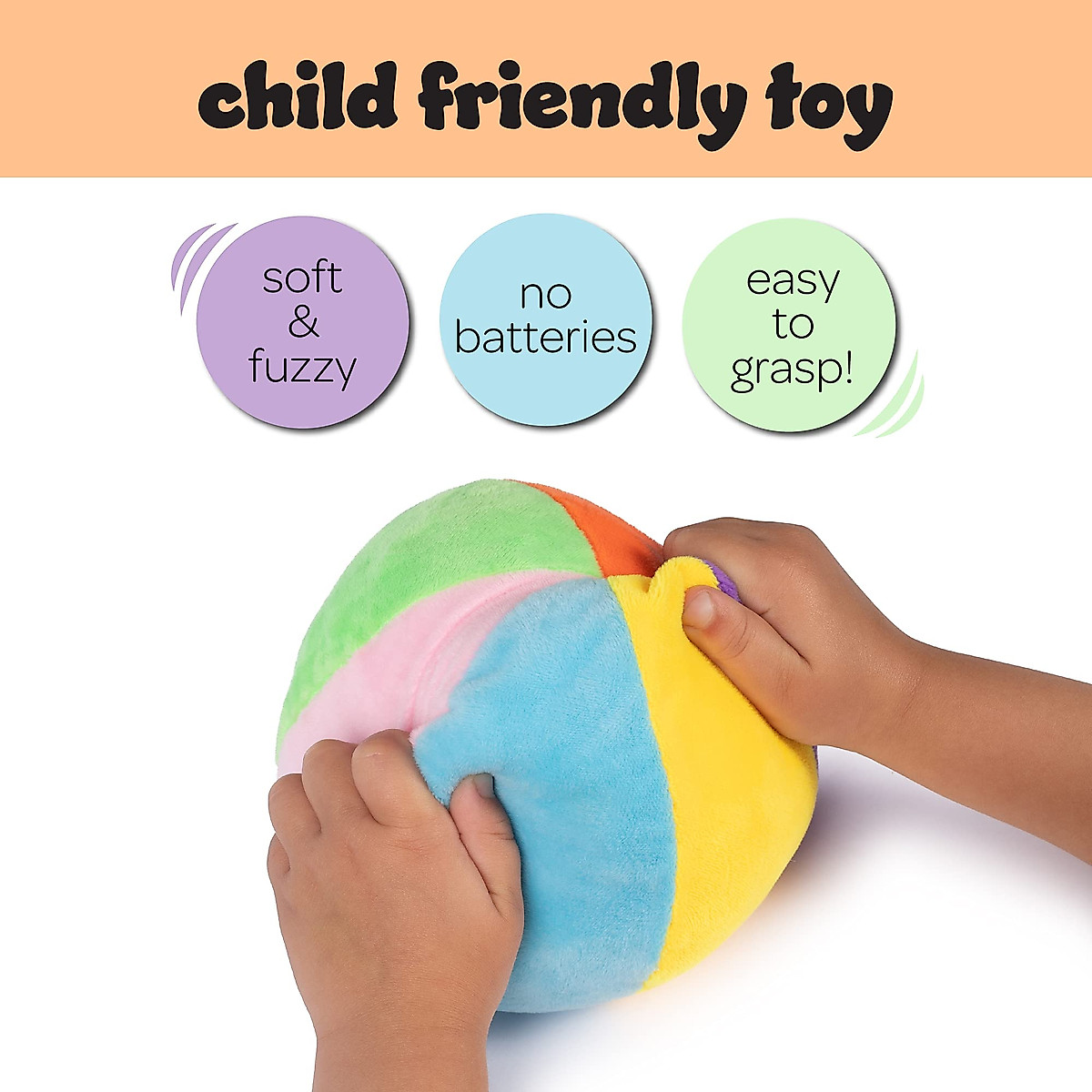 Plush Rainbow Fabric Ball Rattle | Soft Plush Ball for Baby & Toddlers | Baby First Ball | Infant Rattle Ball Toy | Rainbow Plush Ball | 0-36 Months