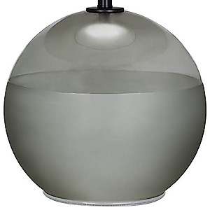 Catalina 21391-003 Mid-Century Modern Round 2-Tone Frosted Glass Table Lamp with Antique Brass Accents, 27.25", Smoke Grey/Black