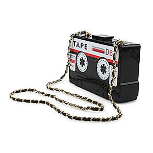 LUI SUI Women's Elegant Tape Shaped Shoulder Bag Clutch Purse (Black)