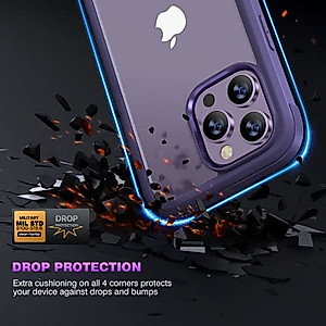 Diaclara Designed for iPhone 14 Pro Max Case 6.7 Inch with Screen Protector Touch Sensitive, [2023 Upgraded] 360 Full Body Bumper Cover+9H Glass Camera Lens Protector (Royal Purple)