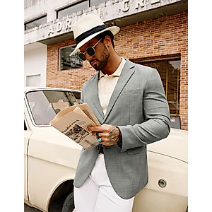 Mens Slim Fit Sport Coat Casual Blazer 2 Button Business Notch Lapel Collar Suit Jacket for Work Grey XXL