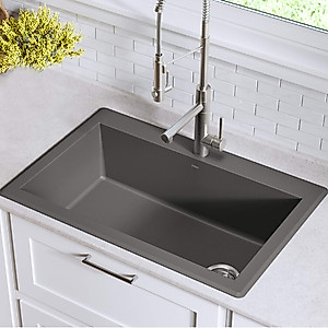 Kraus KGD-54GREY Forteza Granite Kitchen Sink, 33 Inch, Grey