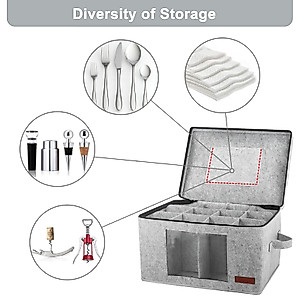 Foyego Wine glass Storage Boxes, Stemware Storage Cases with Divider, China Storage Containers Box for 12 Crystal Glassware,Goblets,Wine Glasses,Drinkware Packing & Moving