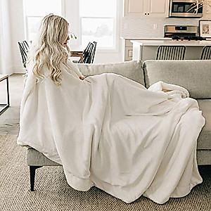 GRACED SOFT LUXURIES Throw Blanket Sherpa Fleece Minky Microfiber Reversible Soft Throw (Ivory, XL Throw 60" x 80")