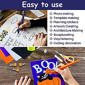 360 Rotating Craft Cutting Tools Set,3 Pieces Specialty Cutting Tools with 9 Pieces 360-Degree Rotating Carbon Steel Replacement Blade and Cutting Mat for DIY Craft (Orange, Blue, White)