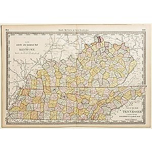 A New County & Railroad Map of Kentucky & State Map of Tennessee