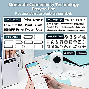 Memoqueen D30 Label Maker Machine with Tape - Bluetooth thermal Portable Mini Label Printer Labeler Sticker Maker Compatible with Phomemo D30 iOS&Android for home office organization,White