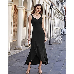 GRACE KARIN Womens Cocktail Dresses for Wedding Guest V Neck Sleeveless Formal Black Dresses Mermaid Party Long Dress Black M