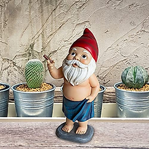JHWKJS Garden Gnome Statue, Funny Garden Gnome Outdoor Pool Statue Decoration Indoor Outdoor Lawn Figurines for Home Patio Yard Garden Decor, Housewarming Garden Gift