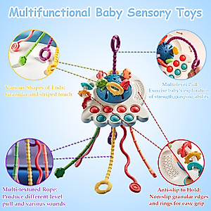 Montessori Toys for 1 Year old-Baby Toys 6 to 12 Months Sensory Toys for Toddlers 1-3 Food Pull String Activity Toys for Baby Fine Motor Skills Travel Toys Birthday Gifts for Infant Boys Girls Age 1-6