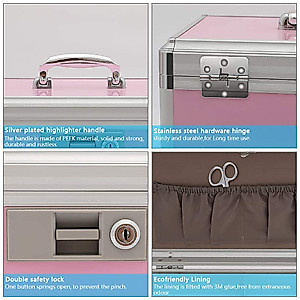 xydstay Medicine Lock Box, First Aid Safe Medication Storage Box,Layered Aluminum Daily Medicine Cabinet,Large Capacity Locking Medicine Storage Box for Family Use,14" x 7.9" x 8.7", Pink