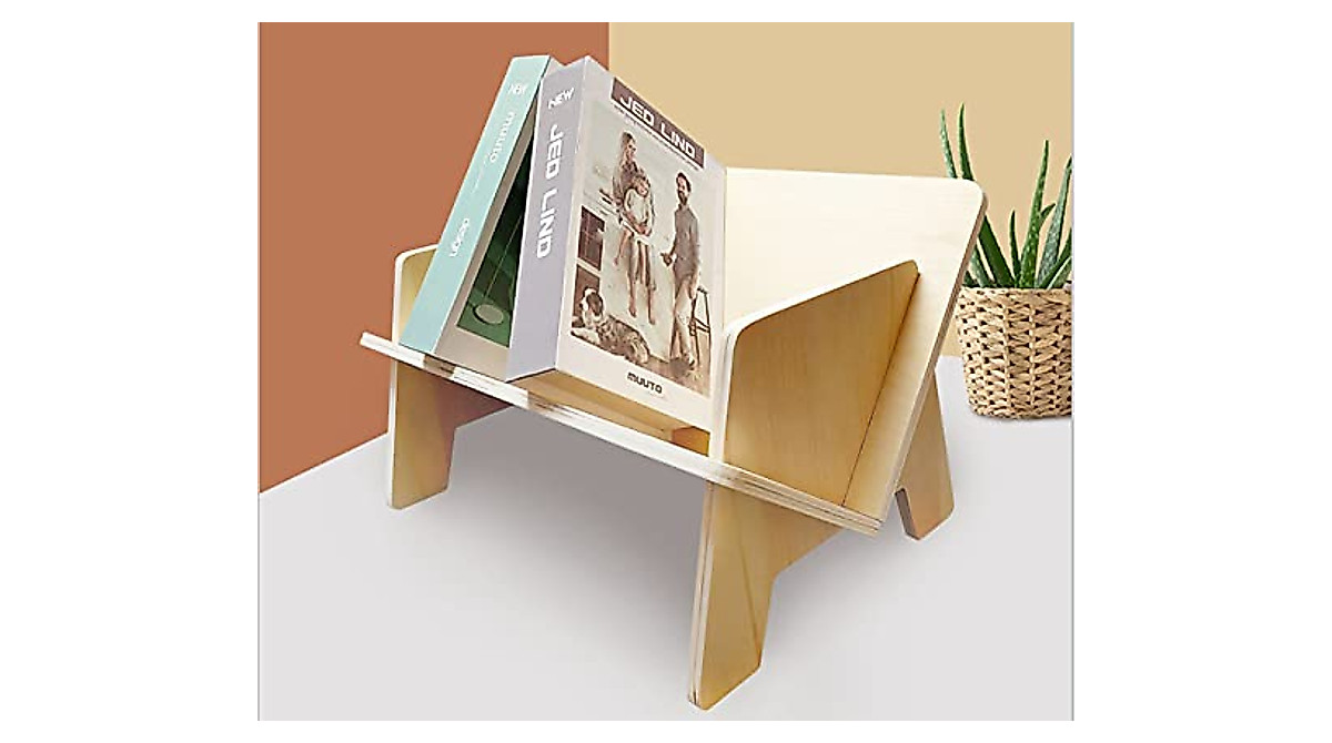 KUAIYU Tilted Wooden Bookcase for Desk and Living Room