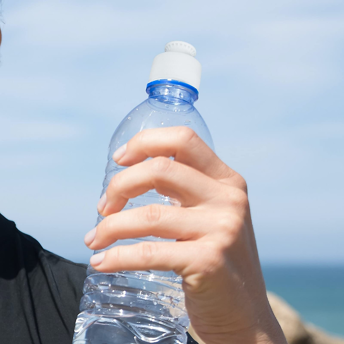 SEWACC 20Pcs Push Pull Caps for Bottles 28 mm Plastic Water Bottle Cap Sport Bottle Lid Replacement Caps for Camping Sports Drinking Bottles