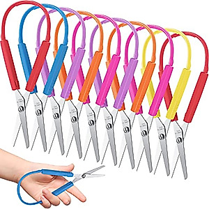 10 Packs Loop Scissors Colorful Grip Scissors for Kids and Teens 5.5 Inches Self Adaptive Opening Handles Grip Scissors Right and Lefty Support Cutting Scissors for Special Needs, 6 Colors
