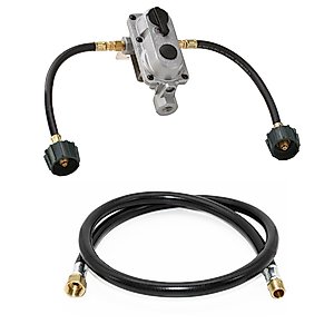 Flame King Auto Changeover LP Propane Gas Regulator Bundle With 48 Inch Hose