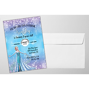 Frozen Inspired Birthday Party Invitation, Personalized, 5 inches by 7 inches, Envelopes Included with Printed Option, Printed or Digital DIY Party Supplies Invitation Cards